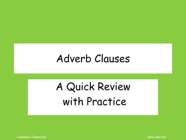 8 Types of Adverb clause | PPTX