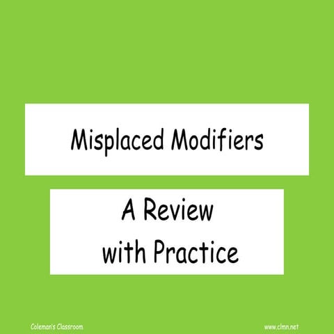Review Misplaced Modifiers Ppt