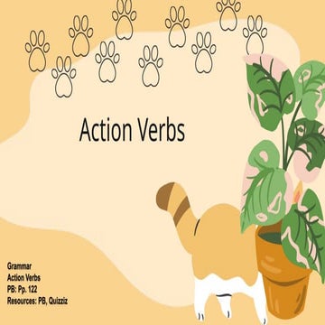 Grammar Action Verbs for lower grades (1,2,3,4,5) | PPTX