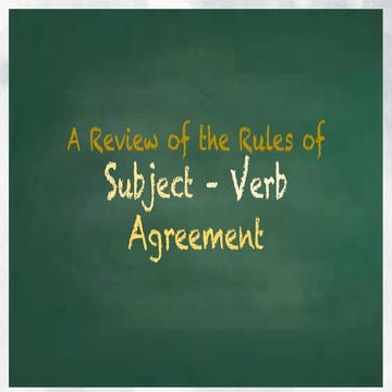 Grammar - subject verb agreement | PPT