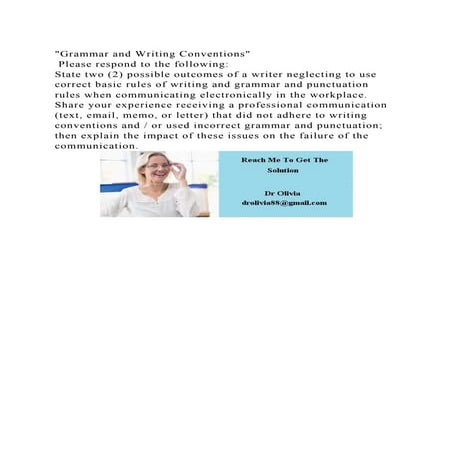 Grammar and Writing Conventions Please respond to the following.docx