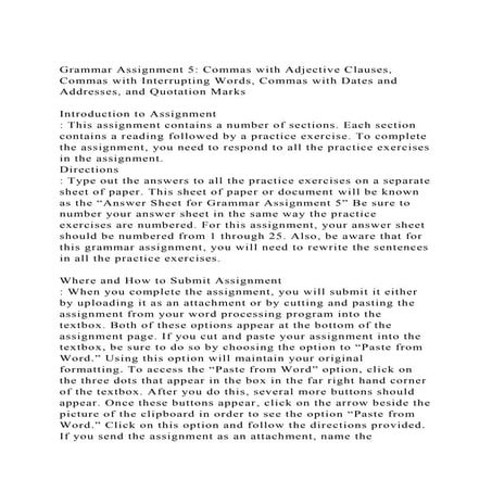 Grammar Assignment 5 Commas with Adjective Clauses, Commas with I.docx
