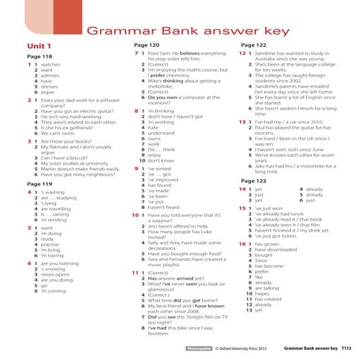 Grammar bank answer keys.1 | PDF