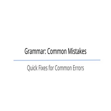 Common Grammar Mistakes and How to Fix Them | PPT