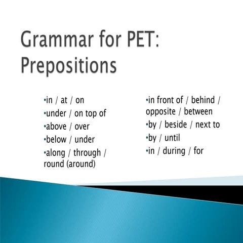 Grammar for pet prepositions by Katie :) | PPTX
