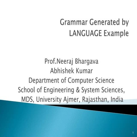 Grammar generated by language example | PPT