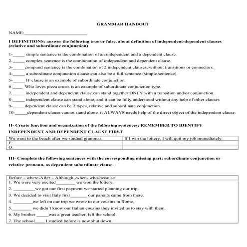 Grammar handout | PDF