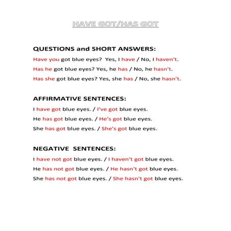 Grammar have got | PDF