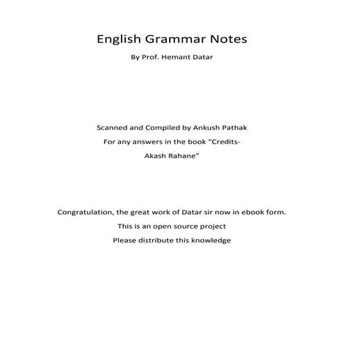 Grammar notes by hemant datar | PDF