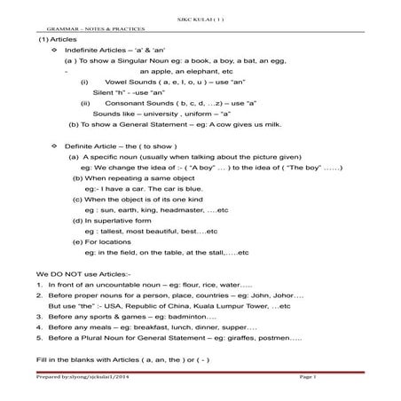 Grammar notes & practices | PDF