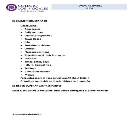 Grammar review 1º eso | DOCX