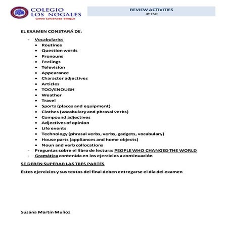 Grammar review 4º eso | DOCX