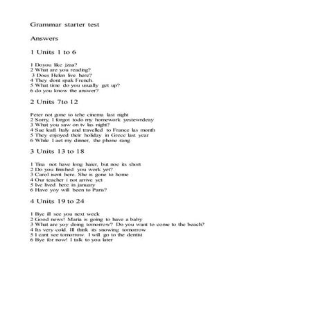 Grammar starter test 1 | DOCX