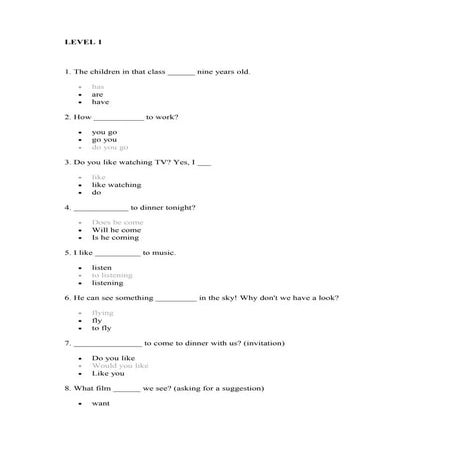 Grammar test multiple choice | DOC