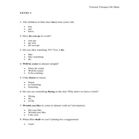 Grammar test multiple choice | DOC