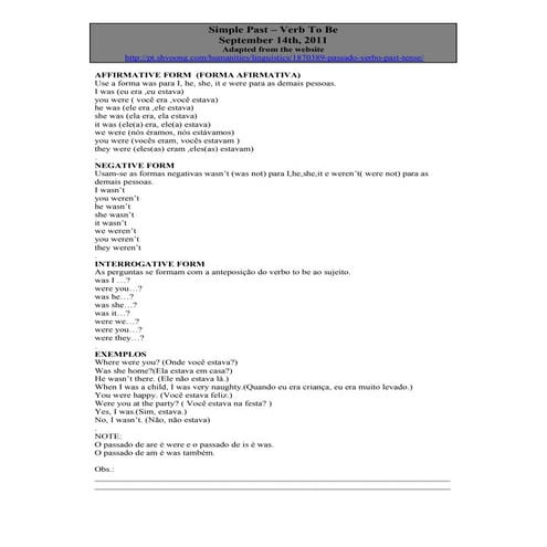 Pasado verb to be | PPT