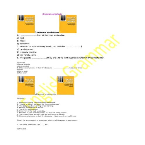 Grammar worksheets (Tenses worksheets). | PDF