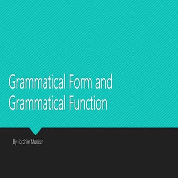 Grammatical Form And Grammatical Function Ppt