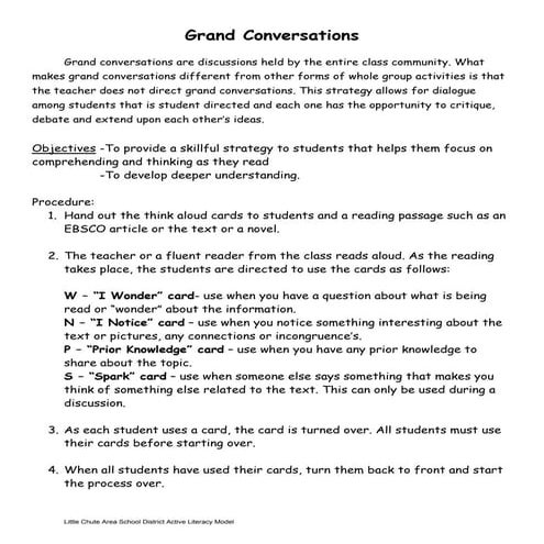 Grand conversations (1) | PDF