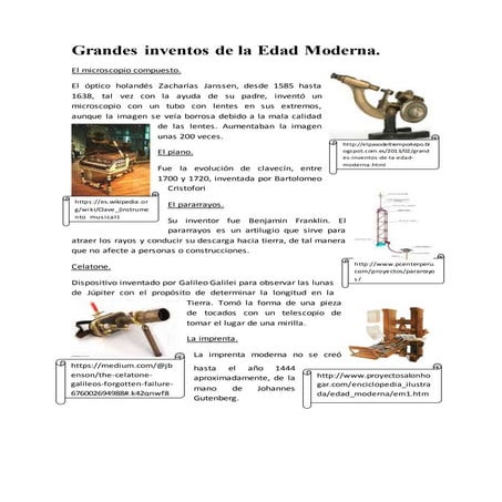 Grandes inventos de la edad moderna | DOCX