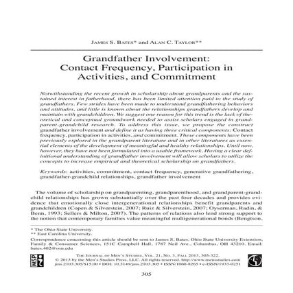 Grandfather Involvement: Contact Frequency, Participation in Activities ...
