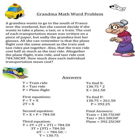 Grandma math word problem | PDF