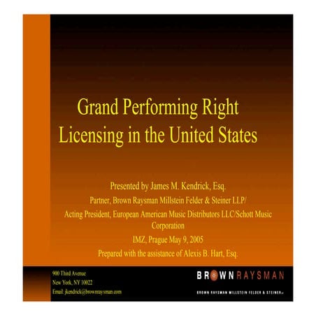 Grand Performing Right Licensing in the US | PPT