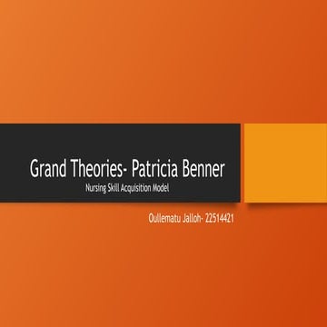 .Dr. Patricia Benner novice to expert theory | PPTX