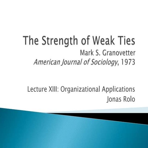 The Strength of Weak Ties | PPTX