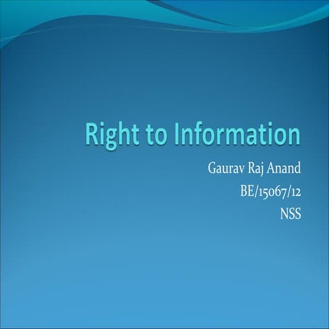 Introduction to Right to Information for NSS | PPT