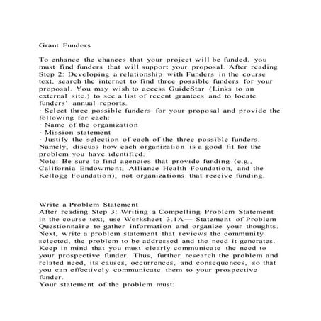 Grant funders to enhance the chances that your project will be | PDF