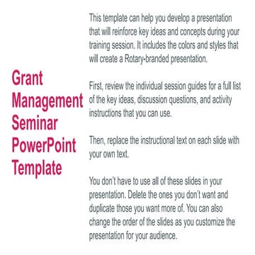 Grant Management Seminar Leaders Guide PowerPoint Template.pptx