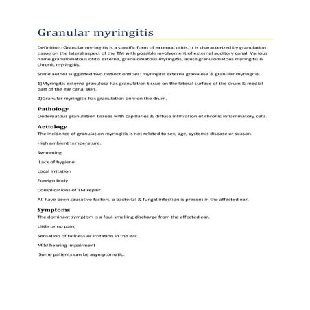 Granular Myringitis