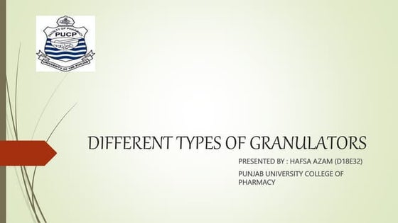 Granulation process and types of granulators | PPTX | Geology | Science