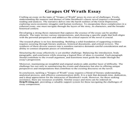 Grapes Of Wrath Essay | PDF
