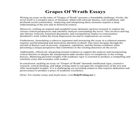 Grapes Of Wrath Essays. Grapes of Wrath Analysis. - GCSE English ...