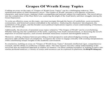 Grapes Of Wrath Essay Topics. Online assignment writing service. | PDF
