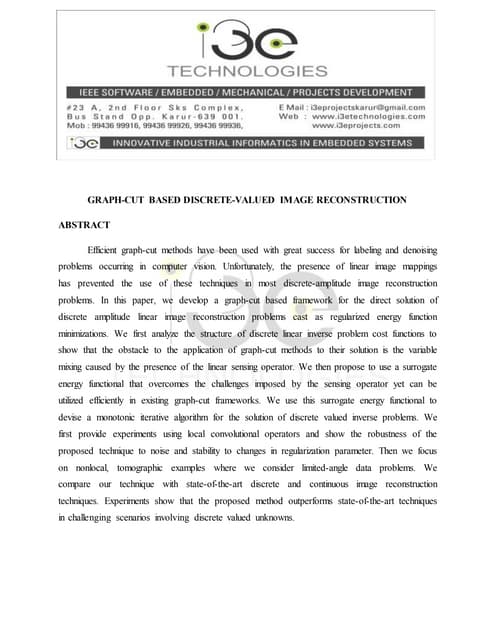 Graph Cut Based Discrete Valued Image Reconstruction Pdf