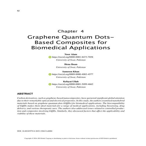 Graphene Quantum Dots in Biosensing, Bioimaging, and Cancer therapy | PDF