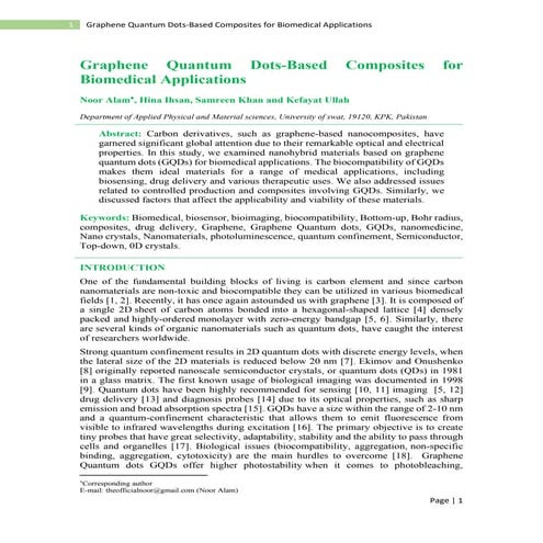Graphene Quantum Dots-Based Composites for Biomedical Applications | PDF