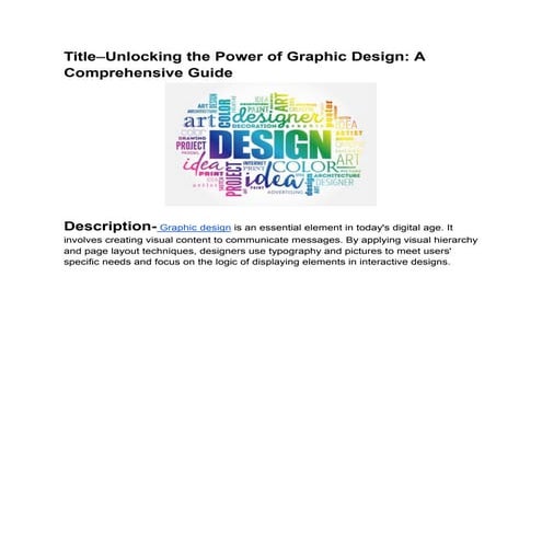 Unlocking the Power of Graphic Design: A Comprehensive Guide | PDF