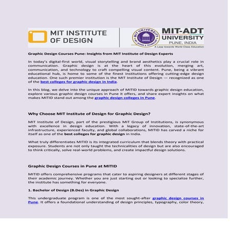 Graphic Design Courses Pune Insights from MIT Institute of Design ...