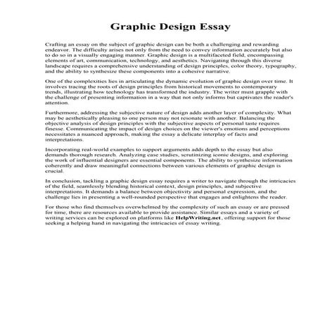 Graphic Design Essay. University of Maine at Fort Kent | PDF