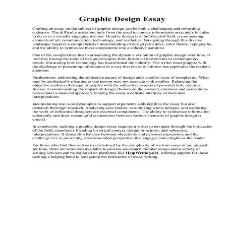 Graphic Design Essay. Writing amp; Research For Graphic Design Within ...