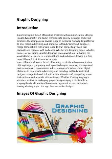 GRAPHIC DESIGN PRESENTATION | PPTX | Graphics Software | Computer Software and Applications