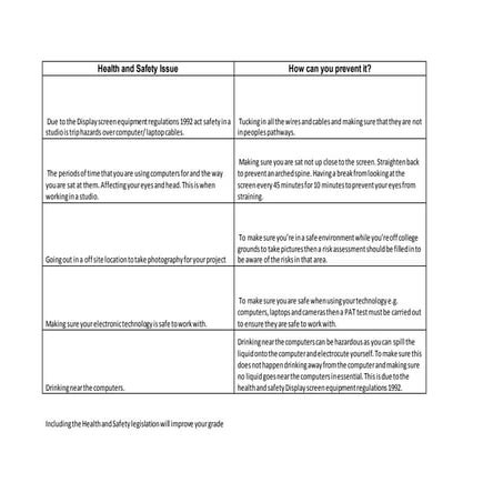 Graphic narrative health and safety handout