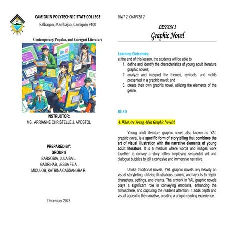 UNIT 2 | CHAPTER 2: LESSON 2 GRAPHIC NOVEL HANDOUTS | DOCX