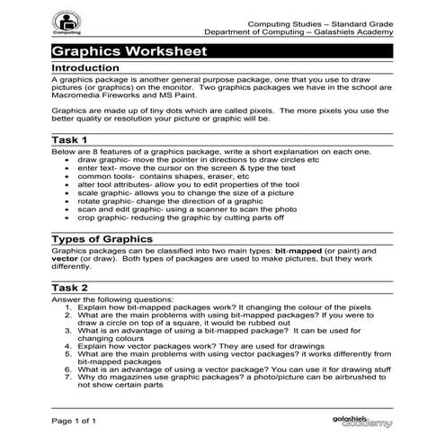 Graphics worksheet 1 | DOC