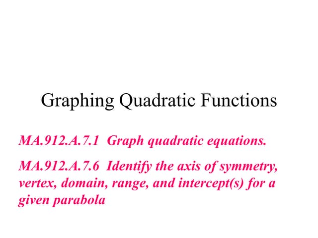 Graphing Quadratics | PPT