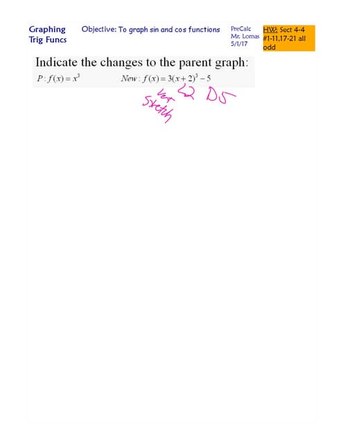 Graphing Sine And Cosine Functions Pdf Physics Science
